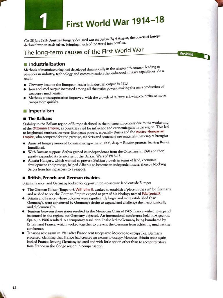Causes of the First World War 1914-18 | PDF | Trench Warfare | Western ...