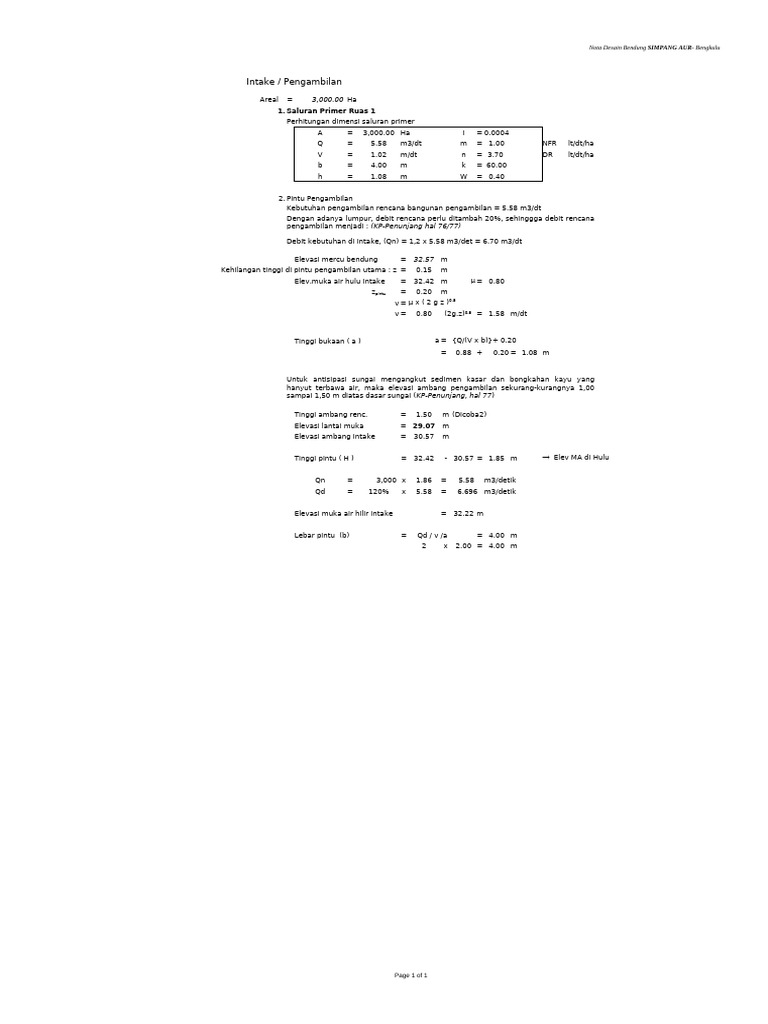 Pintu Intake | PDF