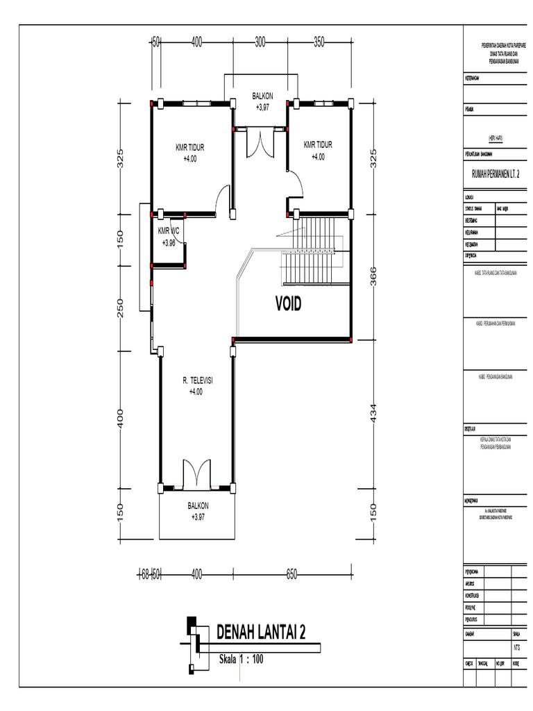 Denah Lantai 2 Rumah Permanen Parepare | PDF