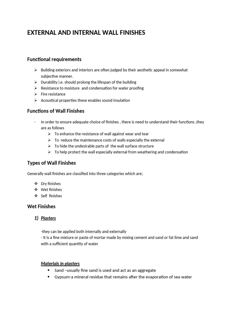 Understanding Wall Finishes Types | PDF | Plaster | Paint