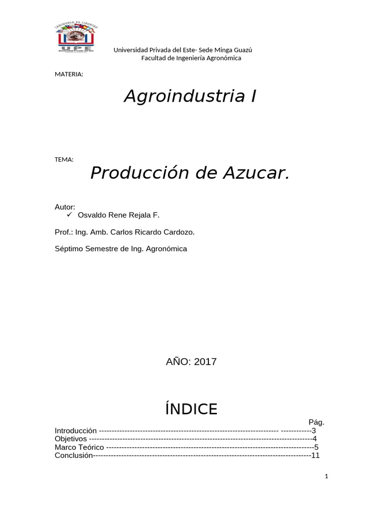 Proceso de Producción de Azúcar | PDF | Fructosa | Caña de azúcar