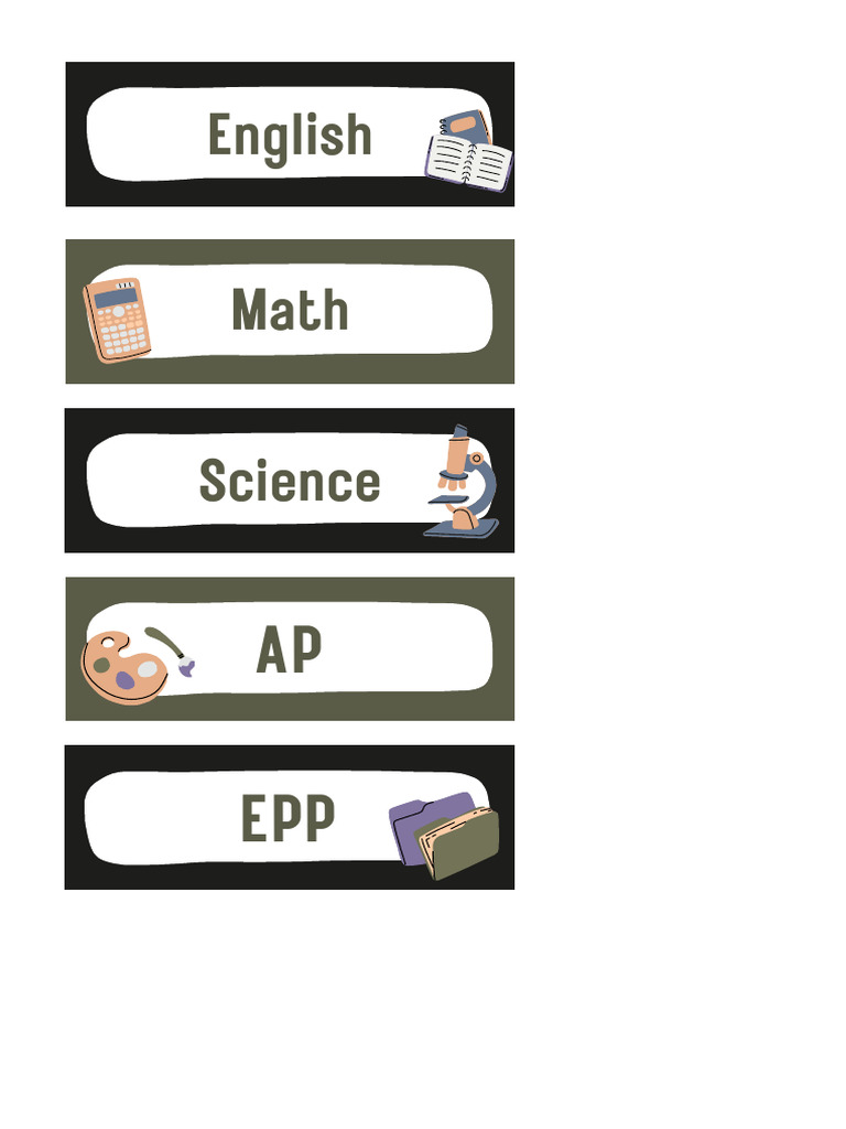 Subject Tote Tray Labels in Brown Peach and Blue Illustrative Style | PDF