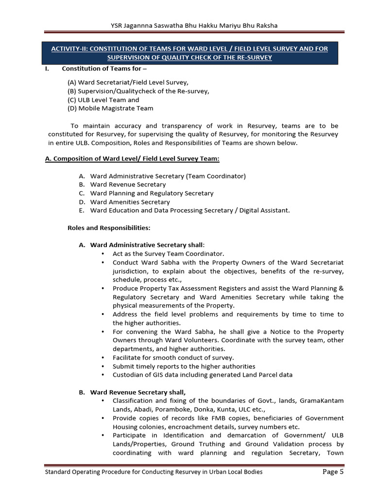 Ward Level Field Level Survey Team For Resurvey | PDF | Surveying
