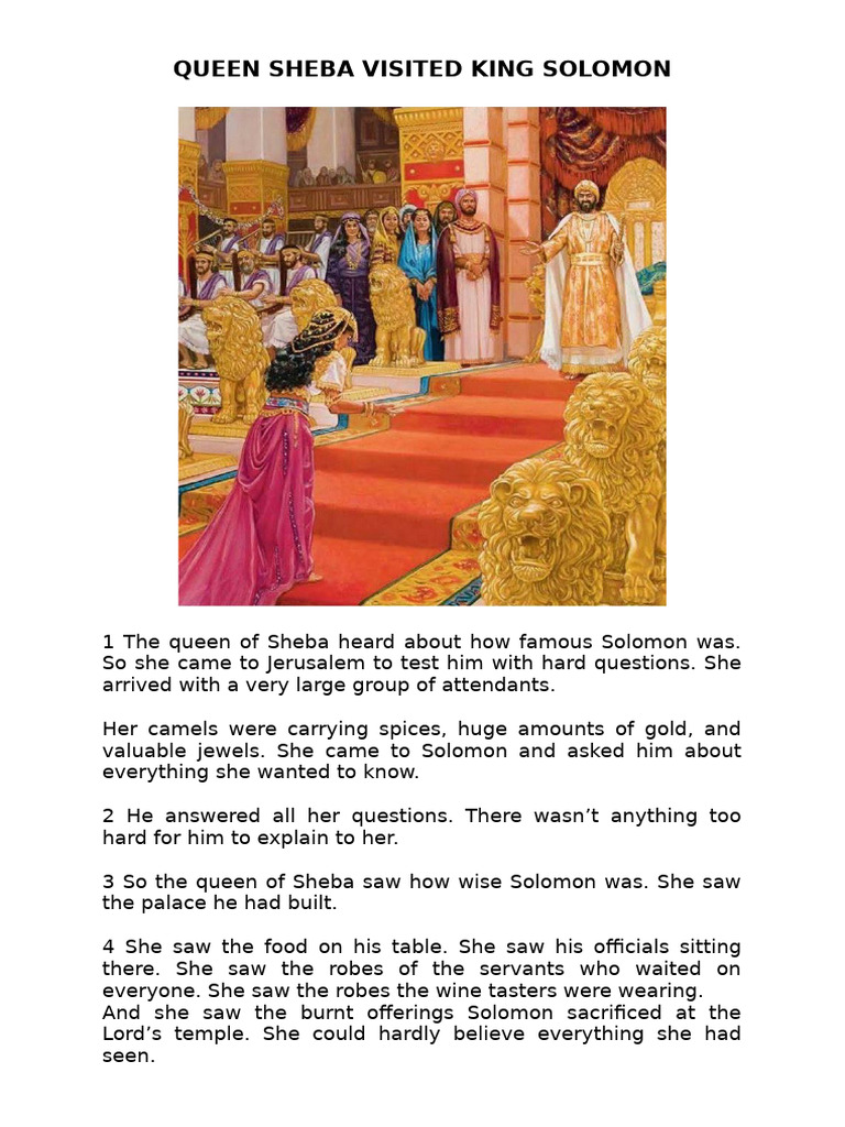 Queen of Sheba's Visit to Solomon | PDF