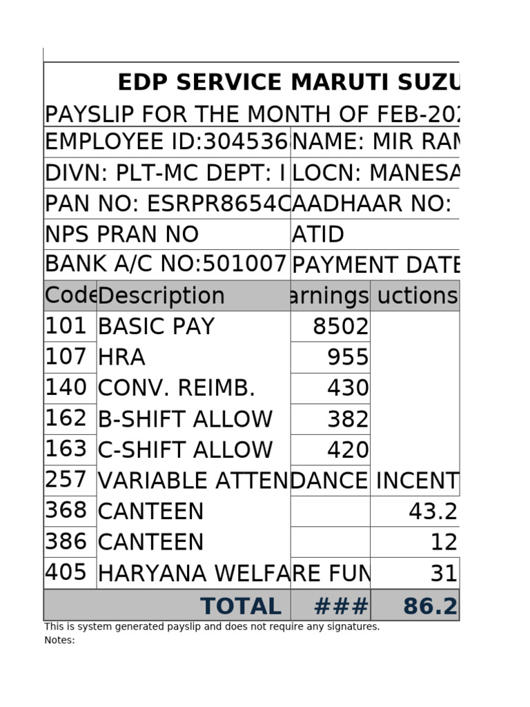 Second Salary Slip 1 | PDF