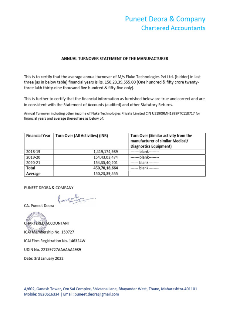 Puneet Deora & Company: Chartered Accountants | PDF