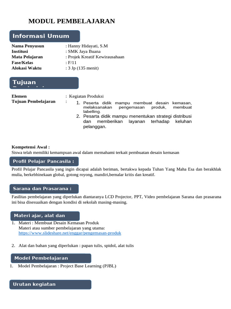 Modul PKK 11 SMRT 2 Lanjutan | PDF