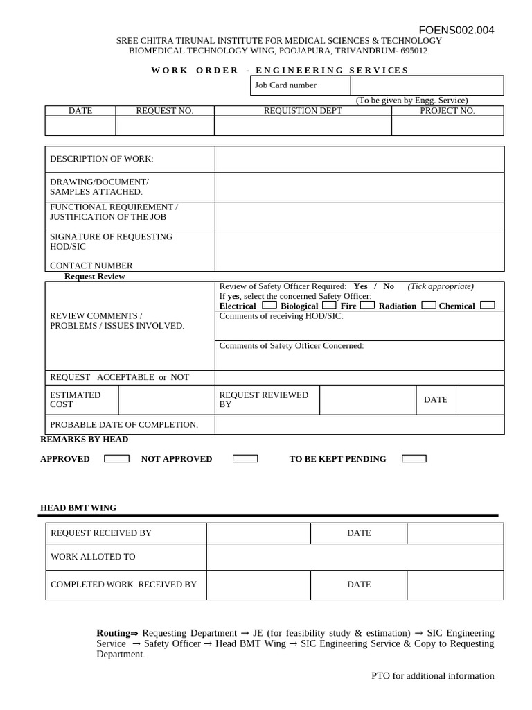 Foens002.004.Work Order Form (Ens) | PDF