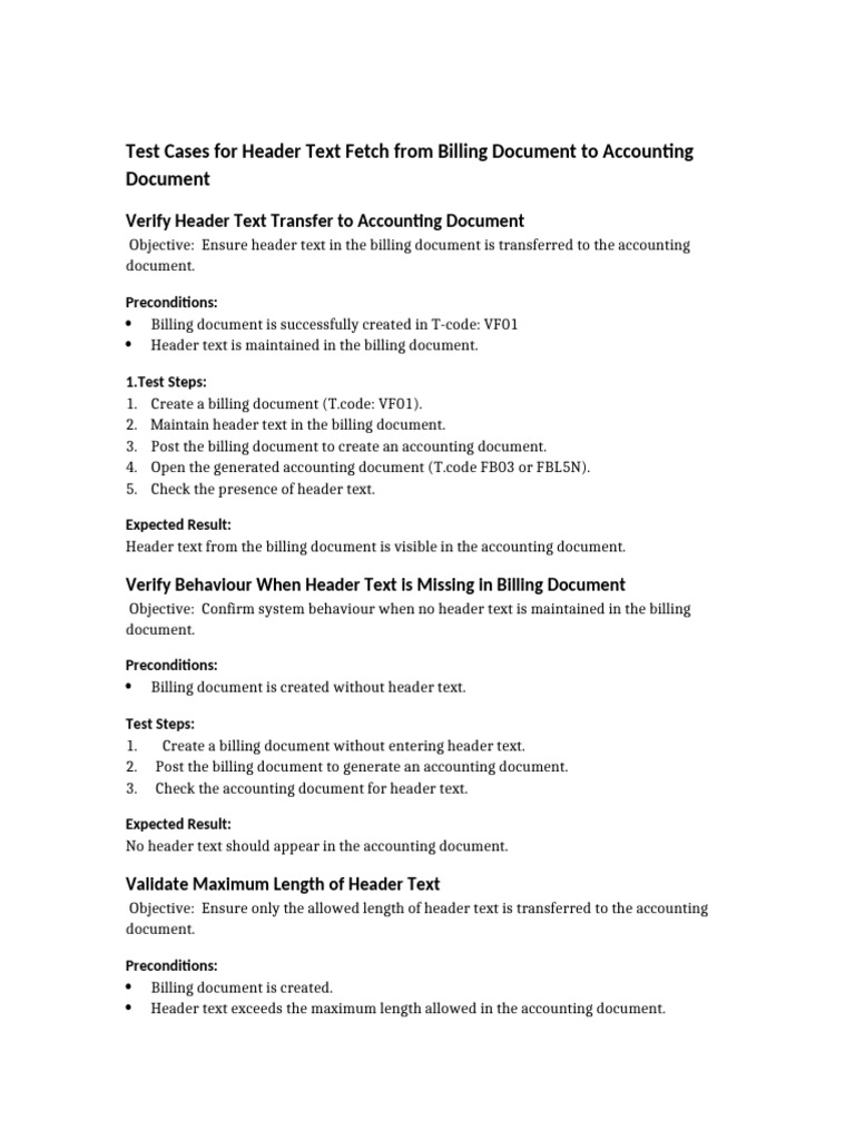 Header Text Transfer Test Cases | PDF | Software Engineering | Computer ...