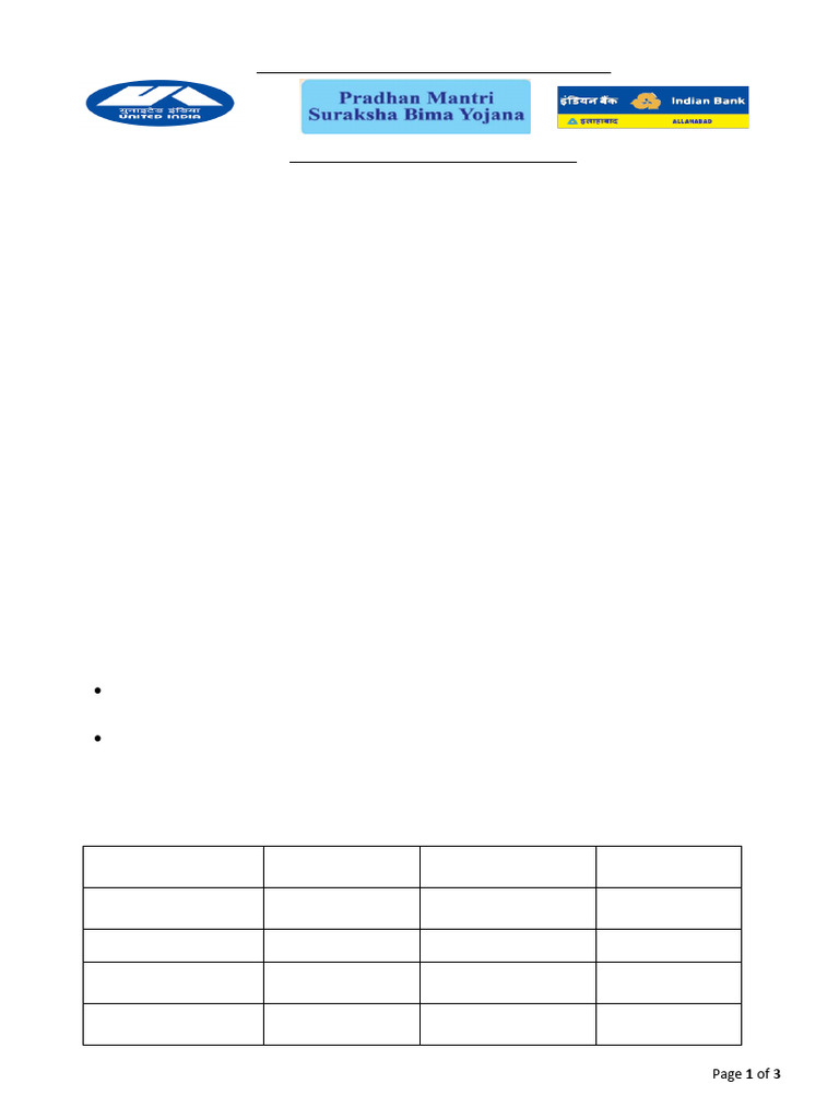 PMSBY Consent-Cum-Declaration Form | PDF | Insurance