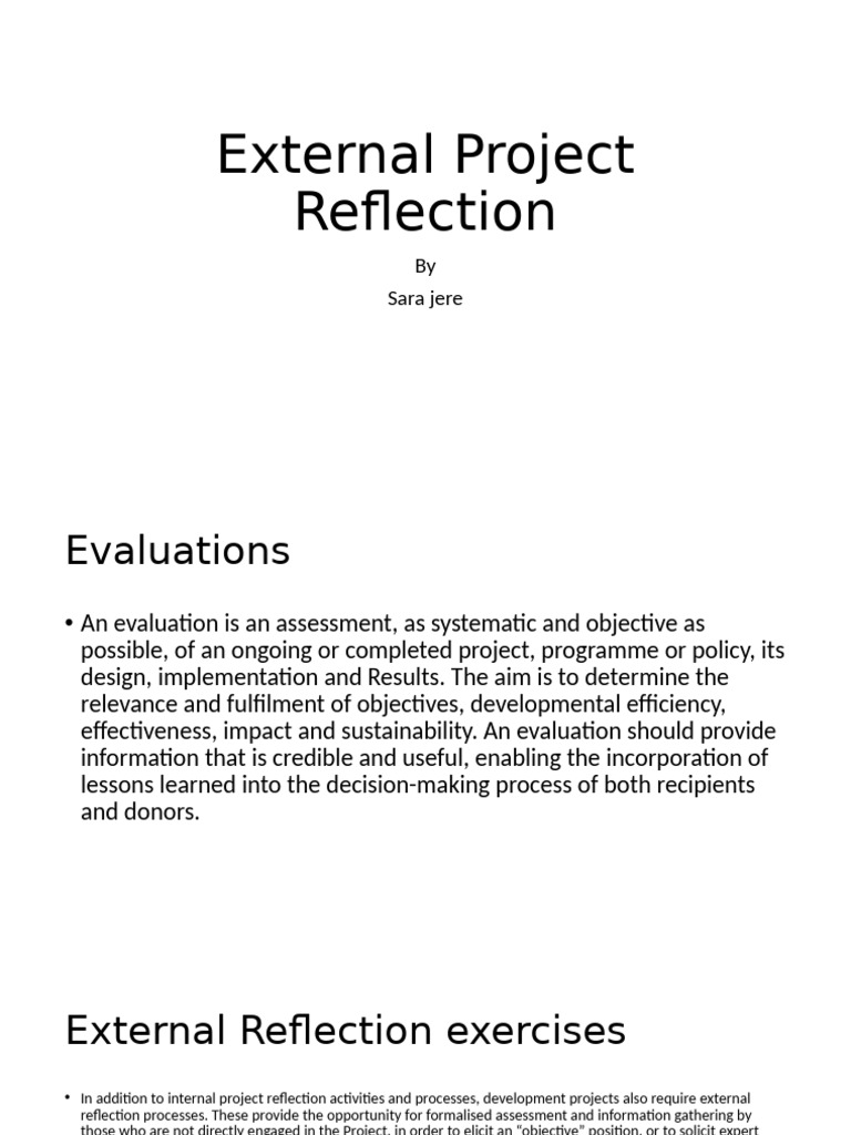 External Project Reflection | PDF | Evaluation | Business