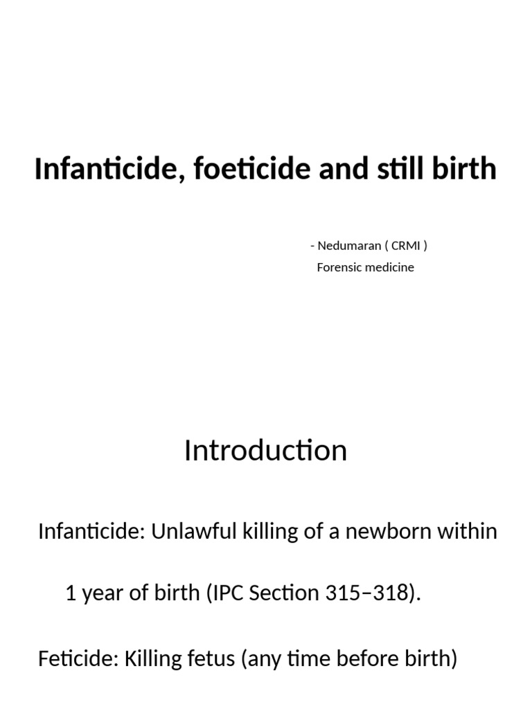 Infanticide Forensic Medicine Presentation | PDF