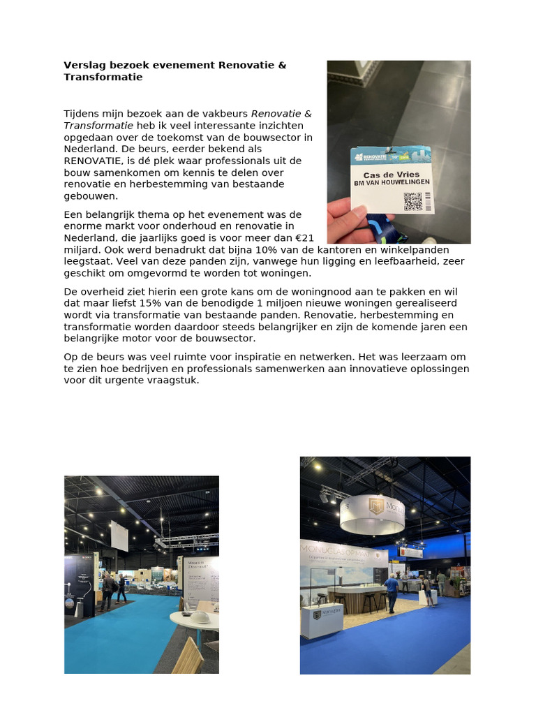 Verslag Bezoek Evenement Renovatie | PDF