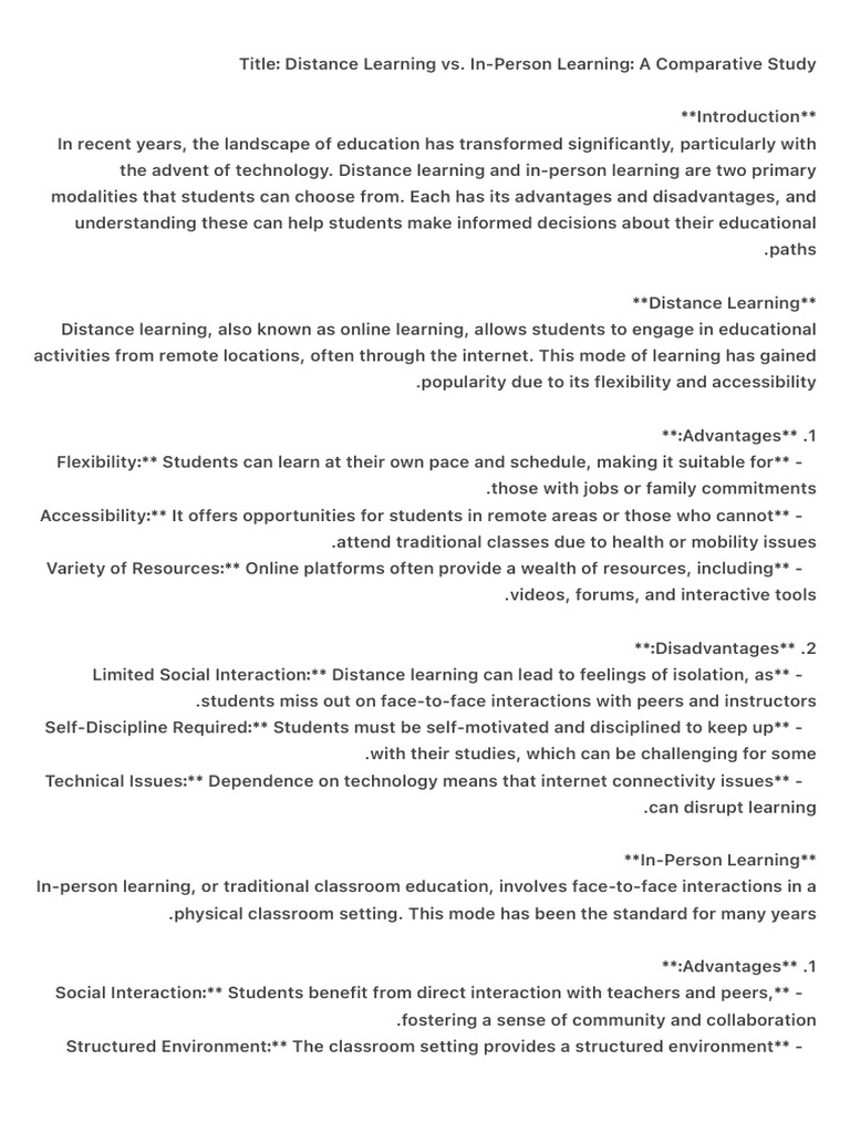 Title Distance Learning vs. In-Person Learning A Comparative Study ...
