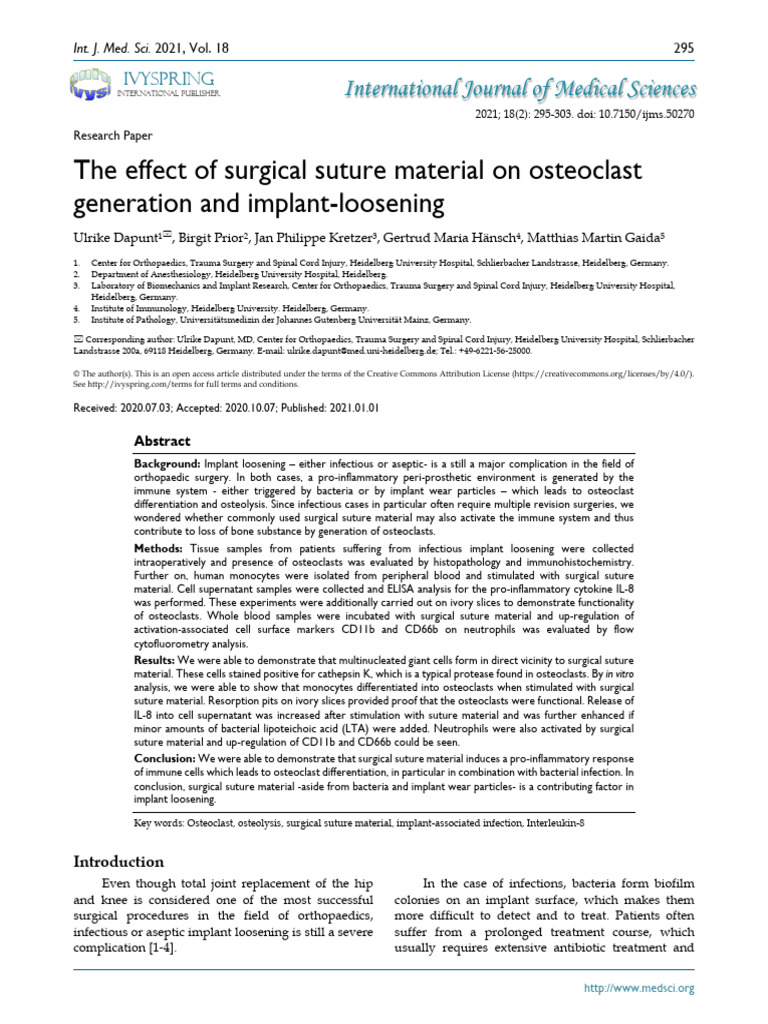 Principle - The Effect of Surgical Suture Material On Osteoclast ...