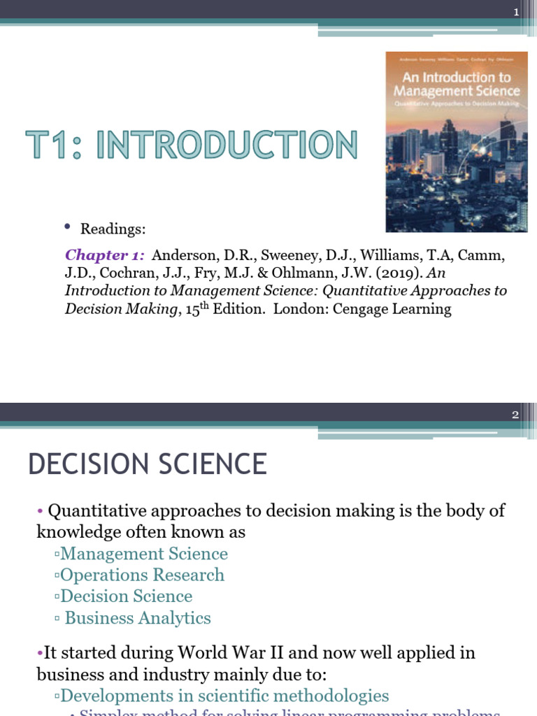 Handout Topic 1 Introduction Chap 1 | PDF | Analysis | Mathematical Model