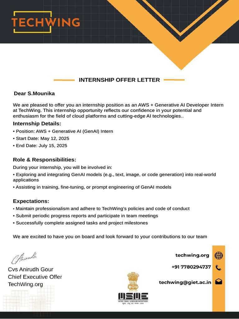 Intenship Offer Letter | PDF