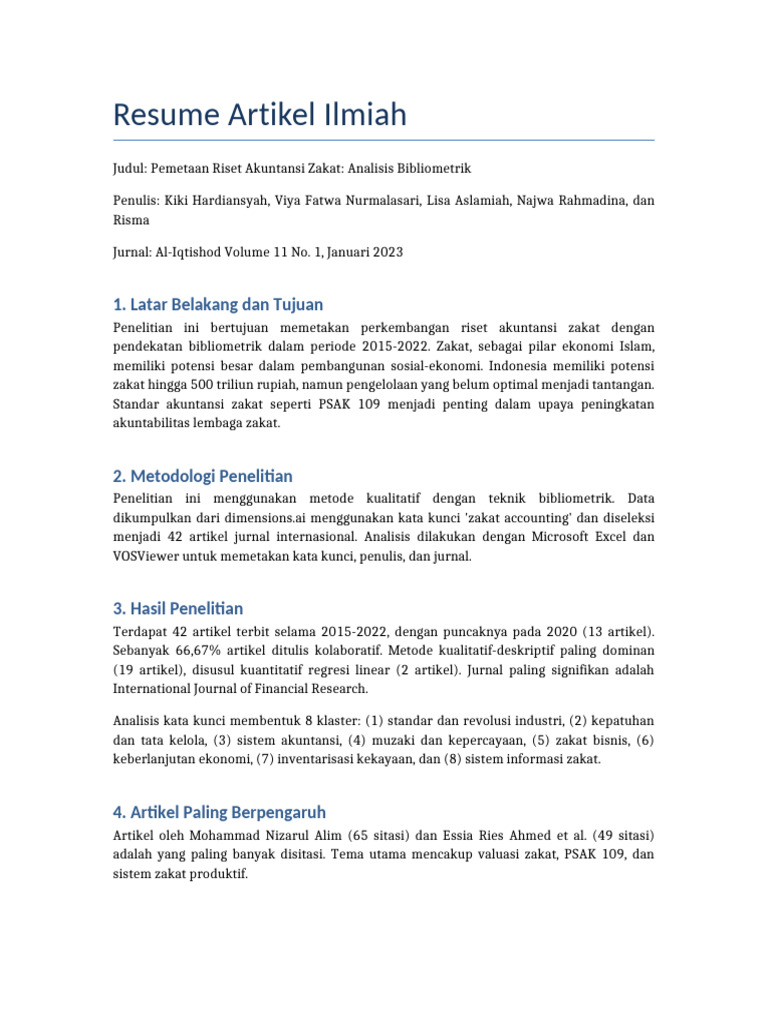 Resume Pemetaan Riset Akuntansi Zakat | PDF