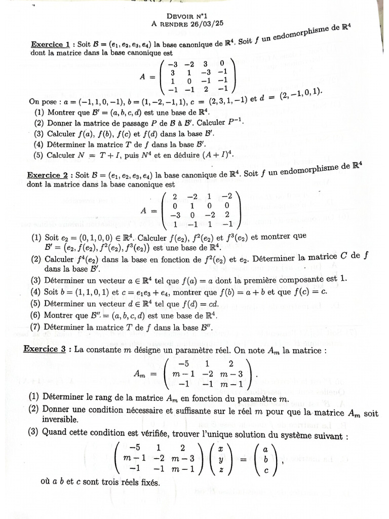 Devoir Algebre II - PR - Karim - GC, GI, GESE | PDF
