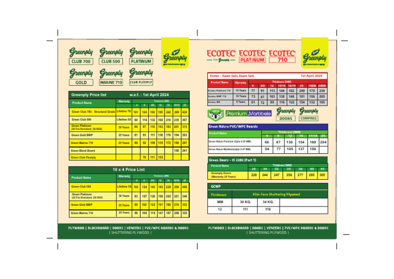 Greenply Plywood Price List 2024 | PDF