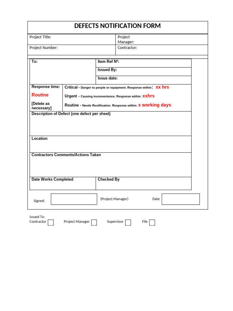 Defects Notification | PDF