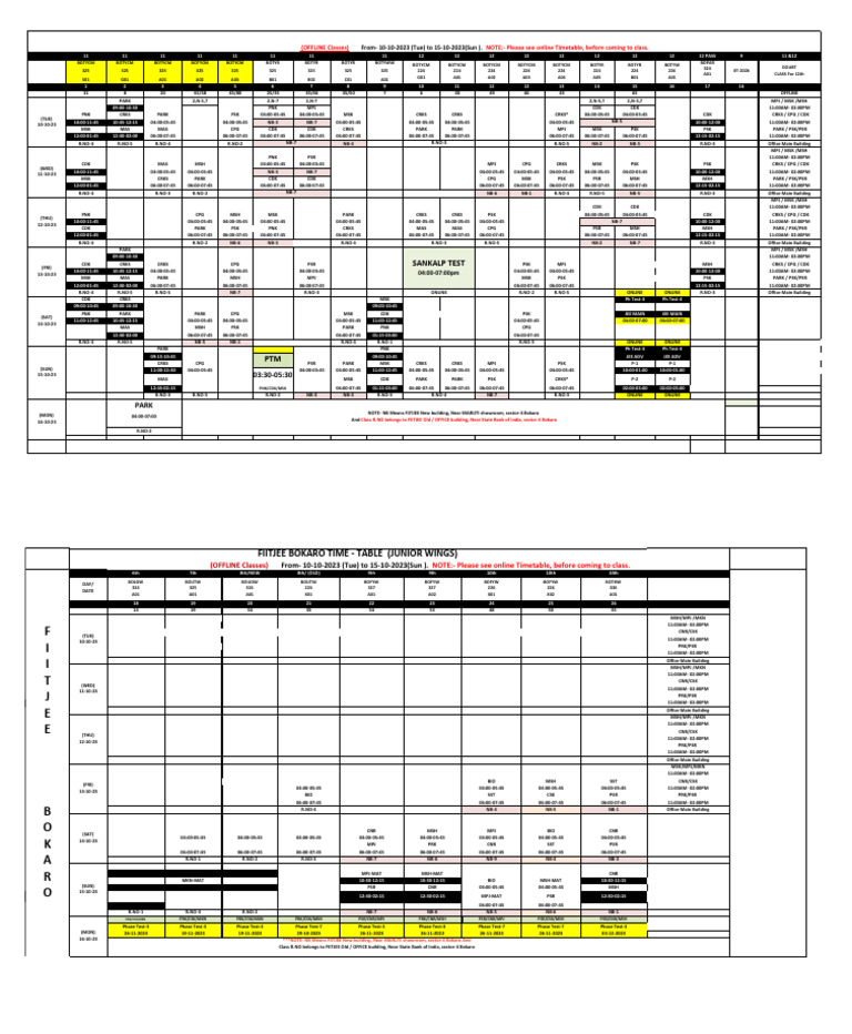 TIME-TABLE - For The Week (10.10.2023 - 15.10.2023) (Senior & Junior ...