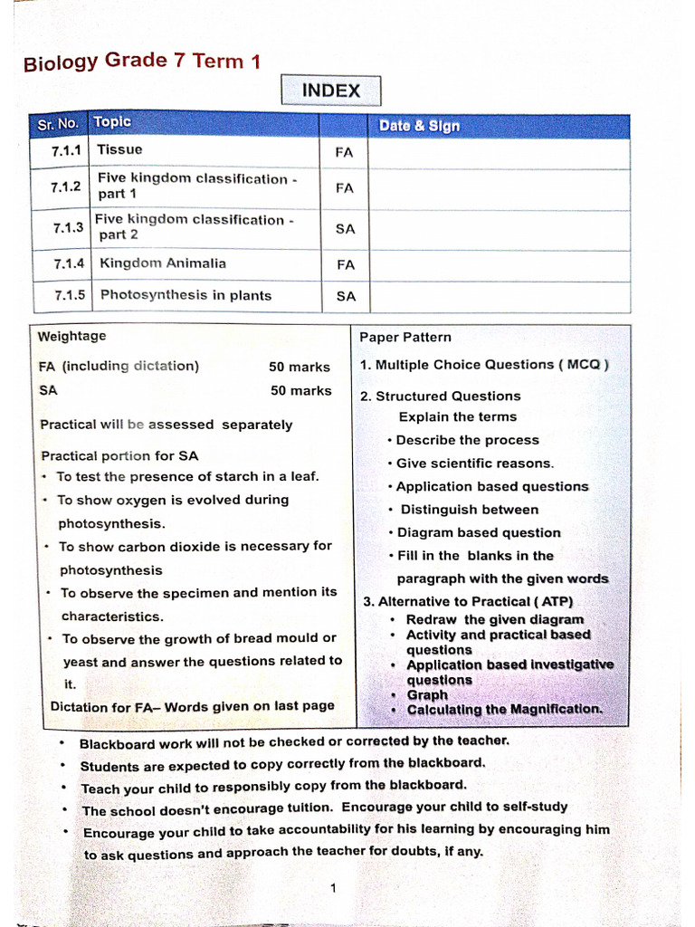 Biology Grade 7 Chapter 1 Tissue | PDF