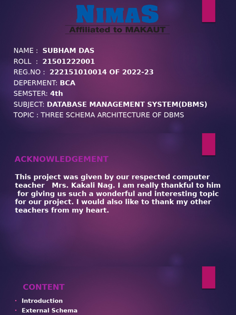 Subham Das DBMS (4th Sem) | PDF | Databases | Conceptual Model
