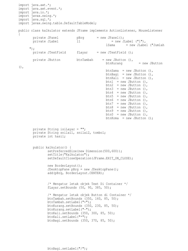 Kalkulator Teknik Java GUI | PDF