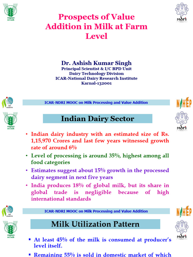 17.products of Value Addition in Dairy Products at Farm Level | PDF ...