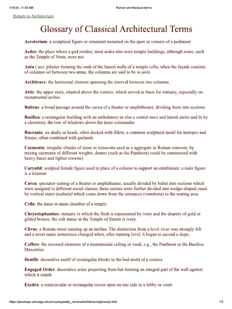 Roman Architecture Terminologies 2 | PDF