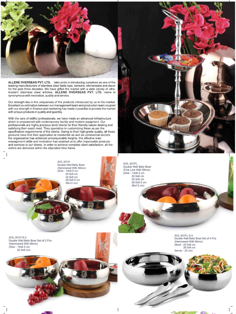 Allene Overseas - Tabletop, Kitchenware | PDF | Materials