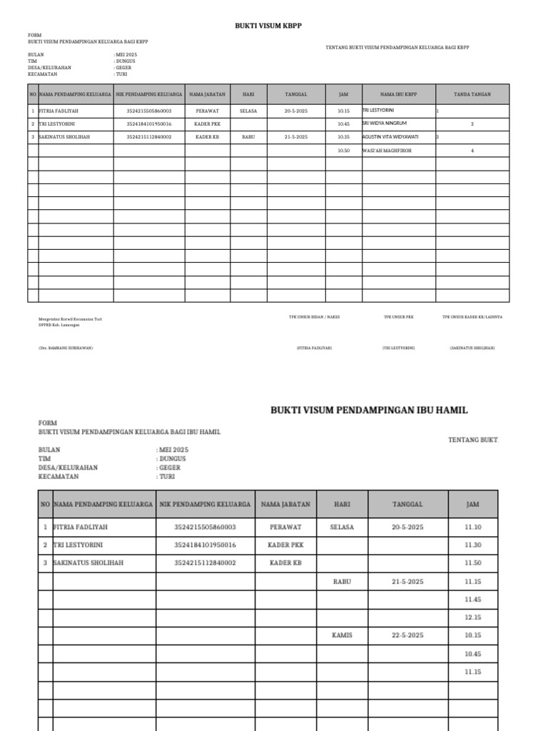 Bukti Visum Pendampingan Keluarga Mei 2025 | PDF
