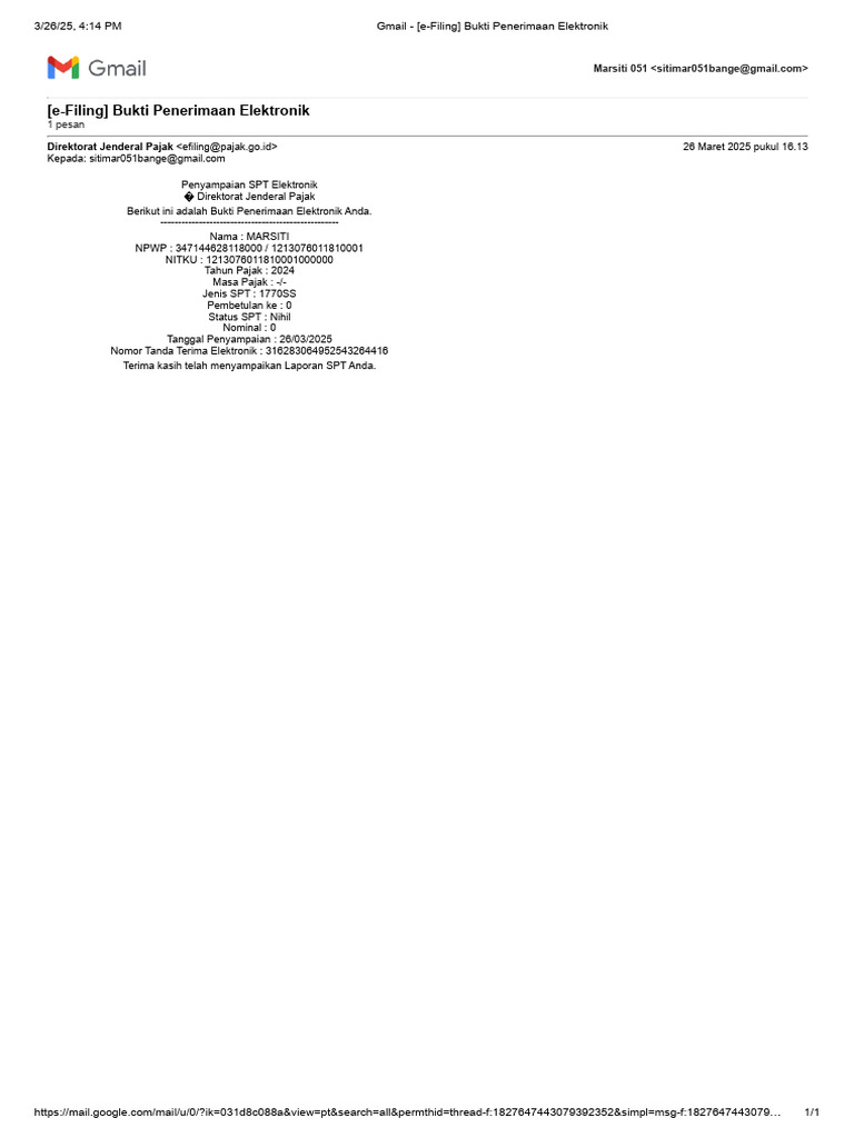 KK Siti Bukti Lunas SPT | PDF