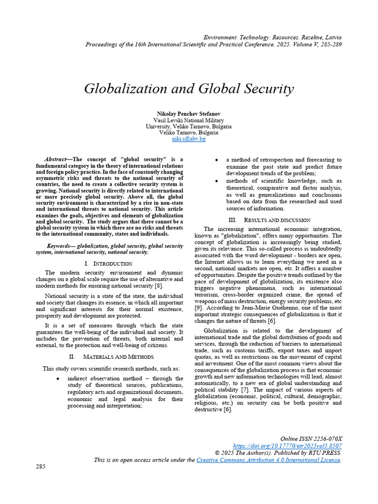 Globalization and Global Security | PDF | International Security | International Relations