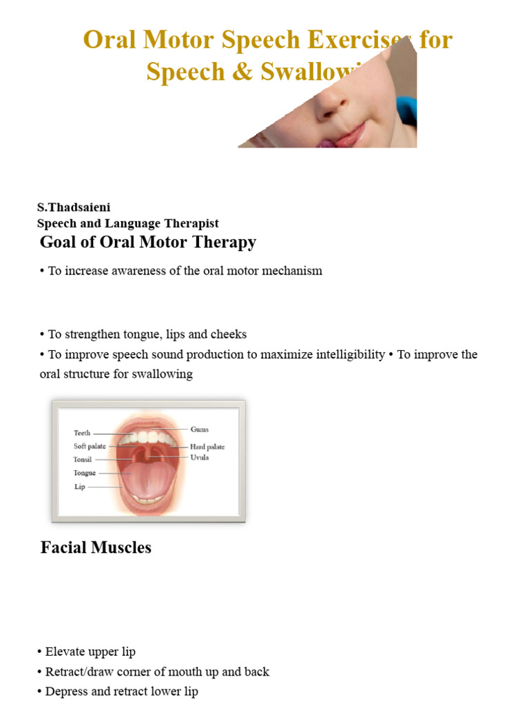 Oral Motor Exercises for Speech Therapy | PDF | Tongue | Speech