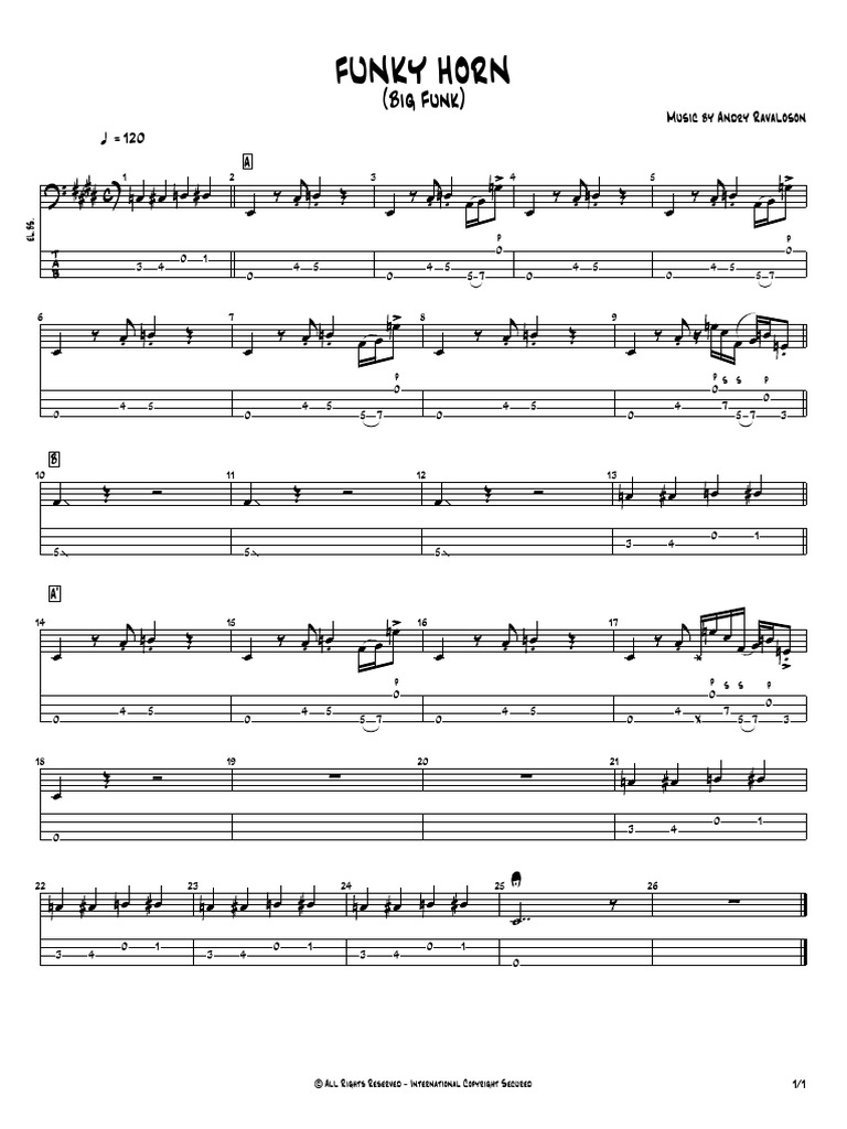 Funky Horn Sheet Music by Andry Ravaloson | PDF | Popular Music | Funk
