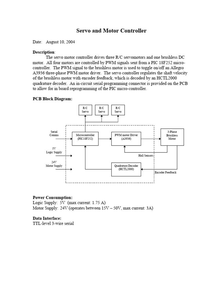 Servo Motor Controller Overview | PDF | Microcontroller | Servomechanism