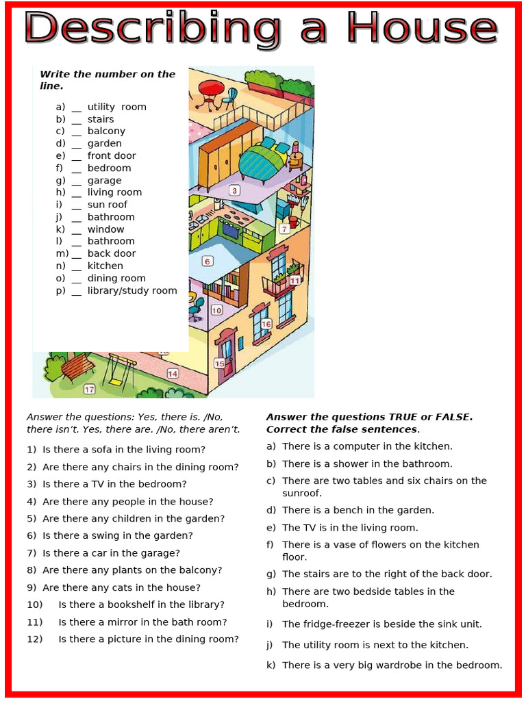 Picture Description House Picture Description Exercises 114088 | PDF