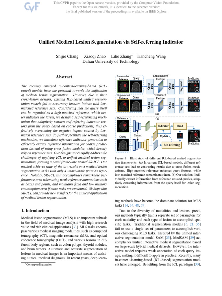 Chang Unified Medical Lesion Segmentation Via Self-Referring Indicator ...