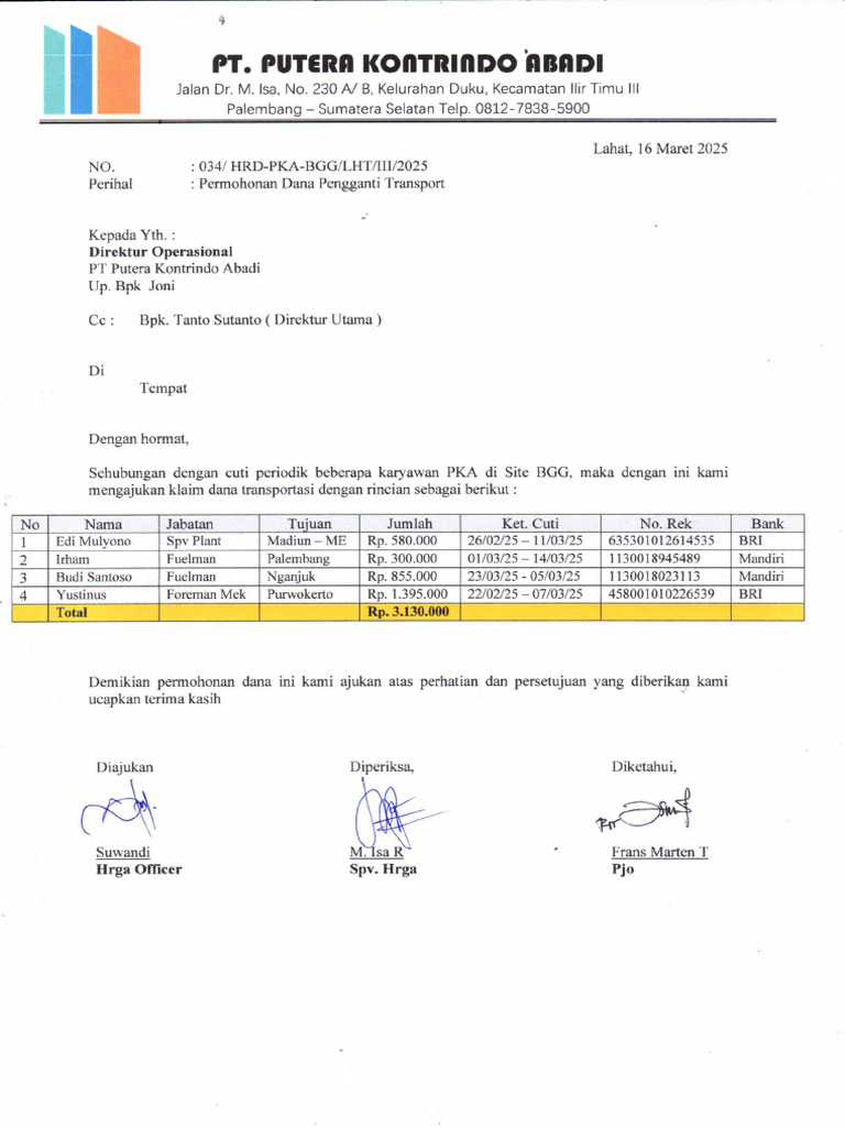 Pengajuan Tiket Cuti Karyawan | PDF