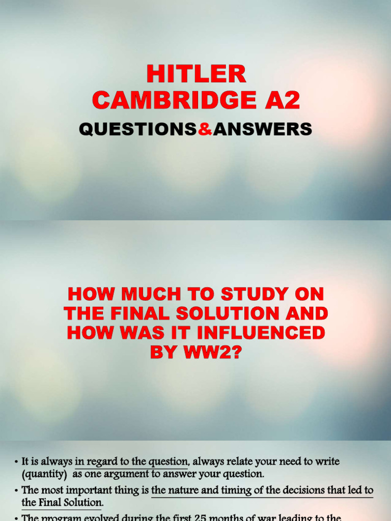 Hitler: Key Questions and Answers | PDF | Schutzstaffel | Final Solution