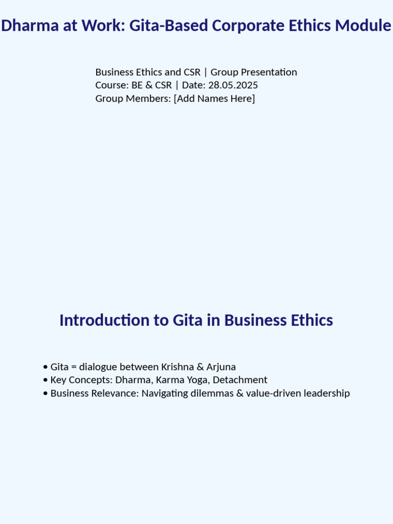 Gita-Based Corporate Ethics Module | PDF
