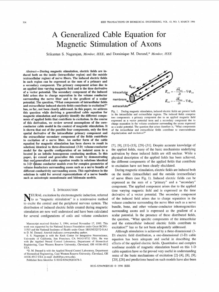 A Generalized Cable Equation For Magnetic Stimulation of Axons | PDF ...