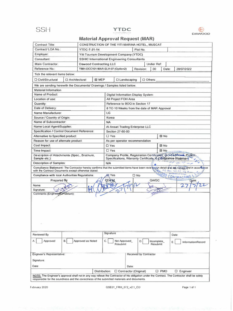 YMH-DCC161-MAR-ELV-07(Opt-02)_00 - Digital Information Display System - Code D | PDF ...