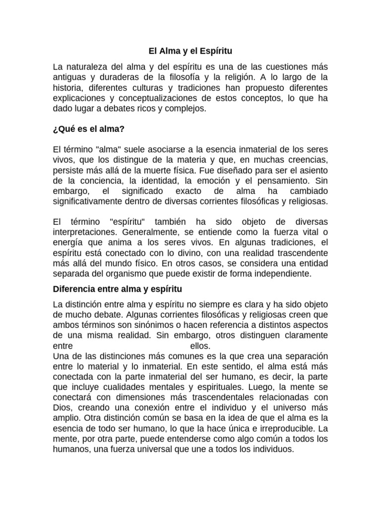 El Alma y El Espíritu | PDF | Alma | Mente
