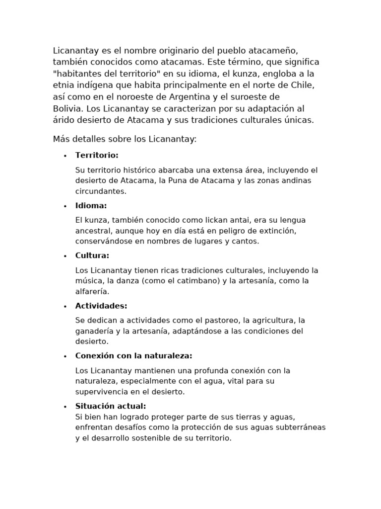 Lickanantay | PDF | Andes | Pueblos Indígenas de las Américas