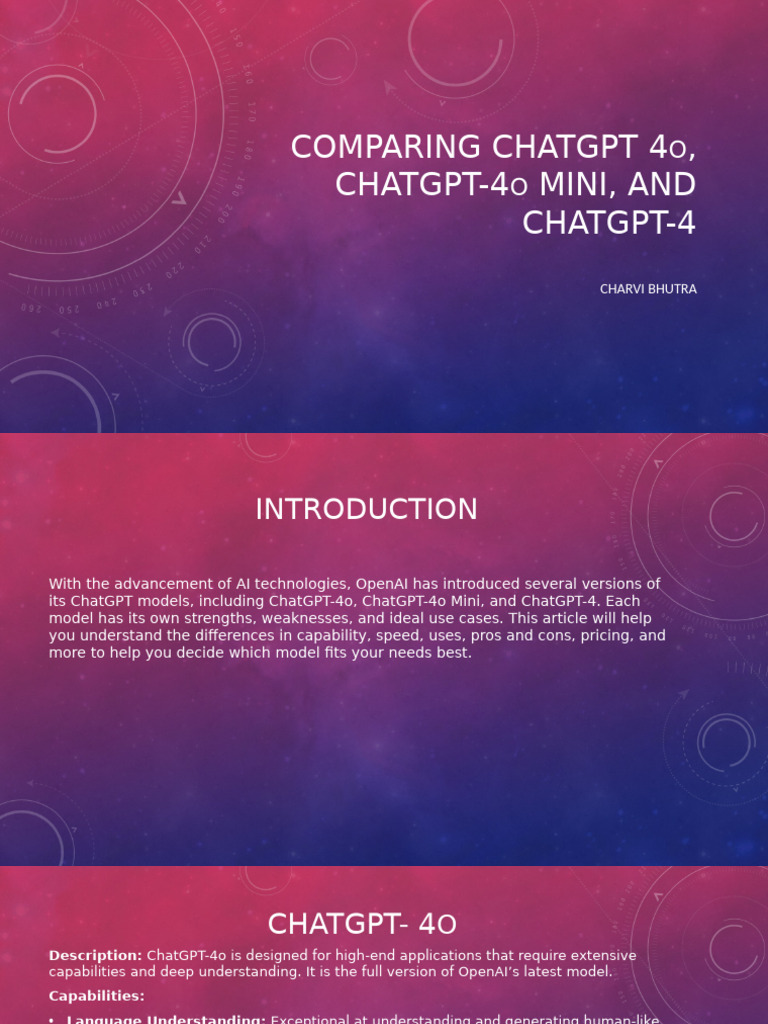 Comparing Chatgpt 4o, ChatGPT-4o Mini, and ChatGPT-4 | PDF | Computing ...
