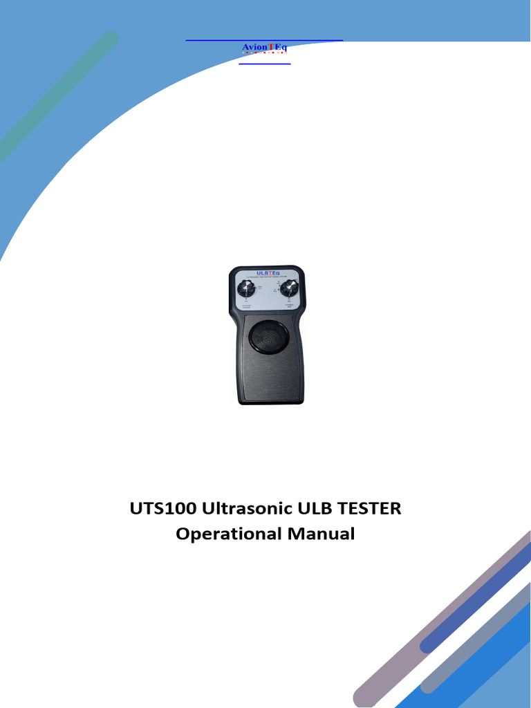 UTS100 ULB Tester Operations Manual | PDF | Ultrasound | Microphone