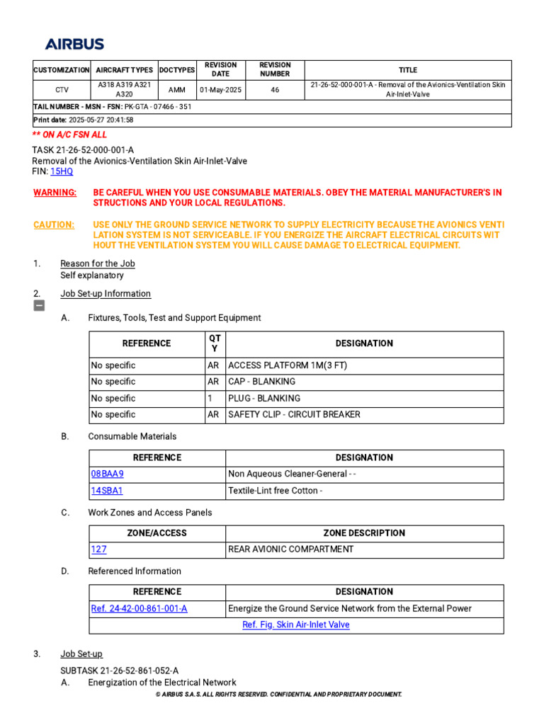 A320 Skin Air Inlet Valve Removal Guide | PDF | Airliner | Aviation